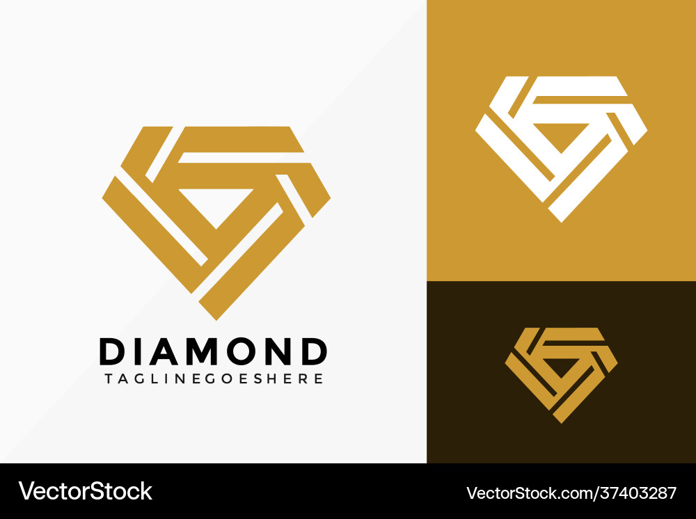 Gold diamond jewellery logo design abstract Vector Image