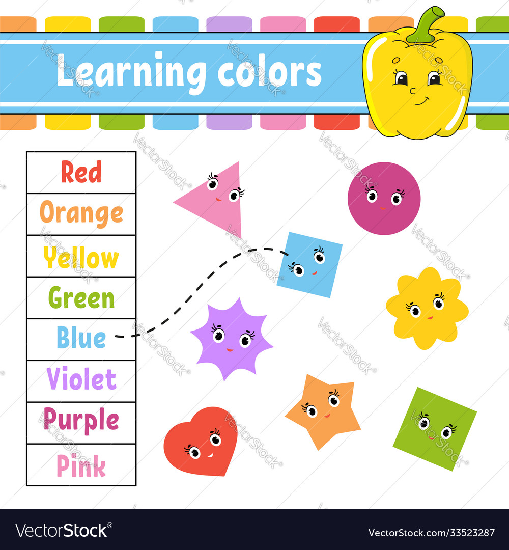 Learning colors education developing worksheet Vector Image