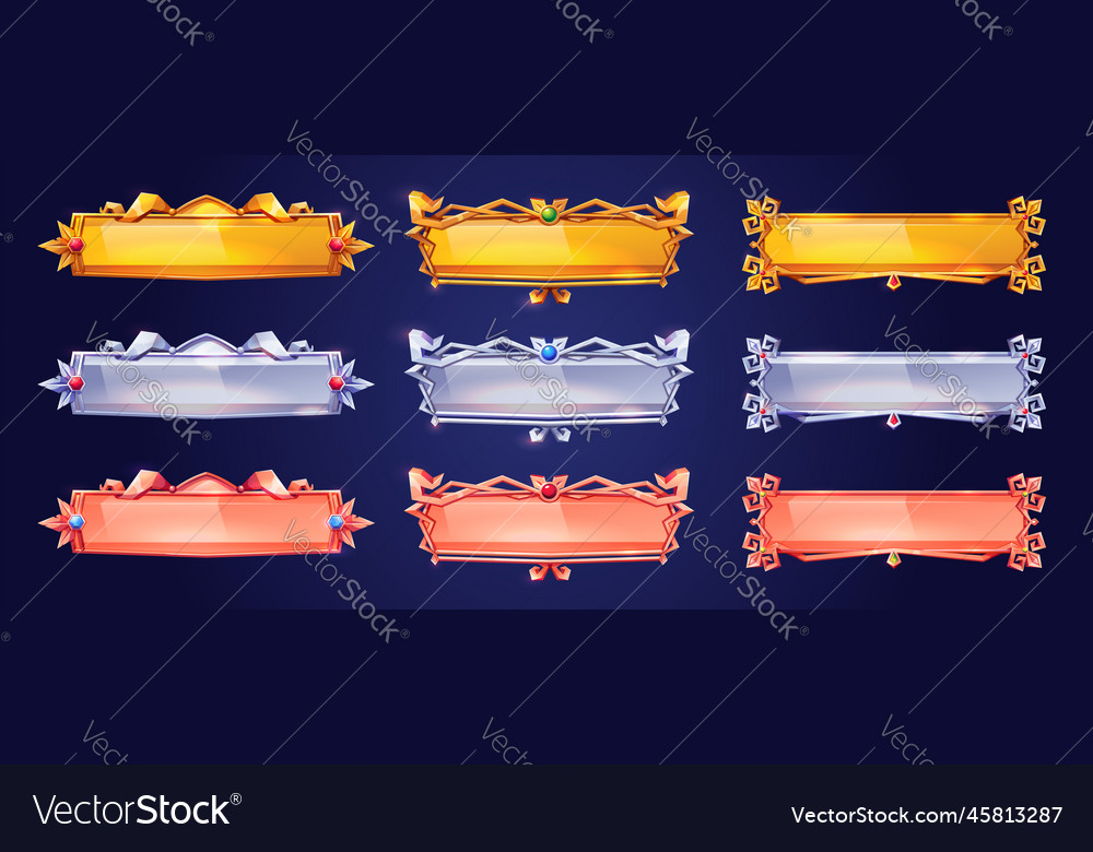 Medieval Golden Buttons Ui Game Menu Elements Vector Image