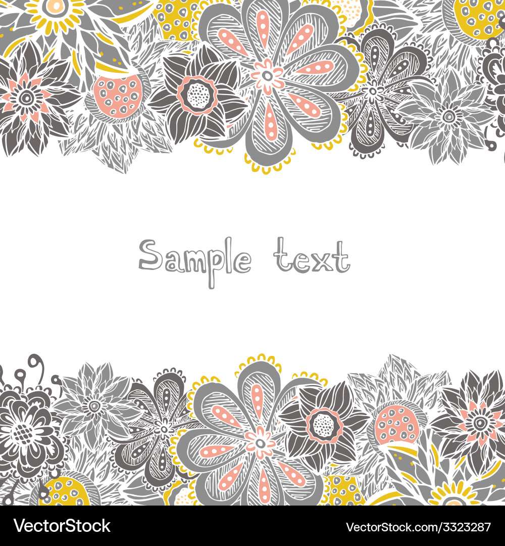 Perfect card template with hand drawn flowers Vector Image