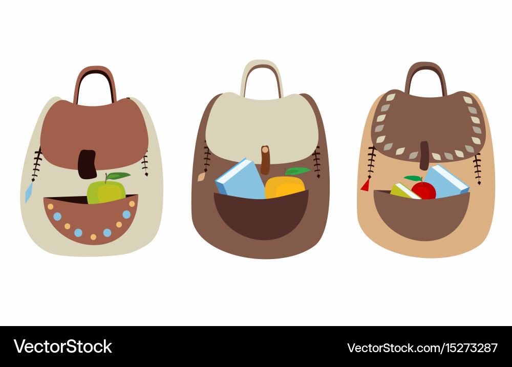 Set of cute fun backpacks Royalty Free Vector Image