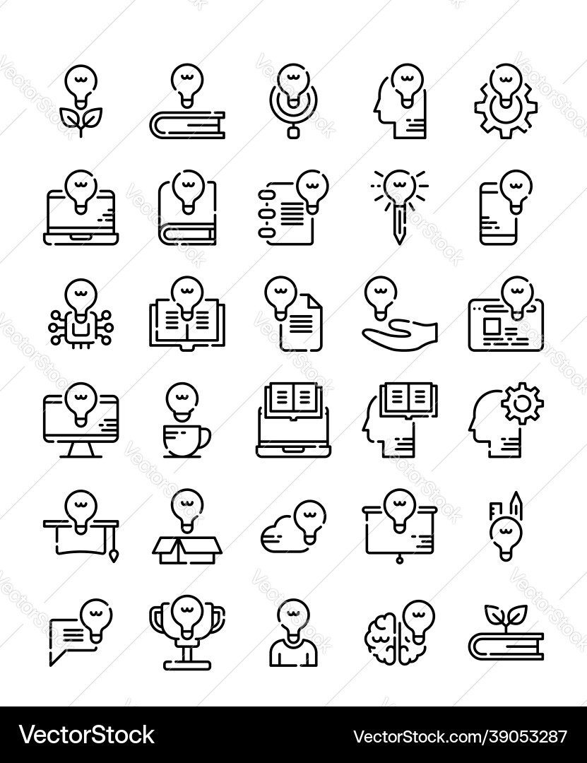 Set of simple line knowledge education icons Vector Image
