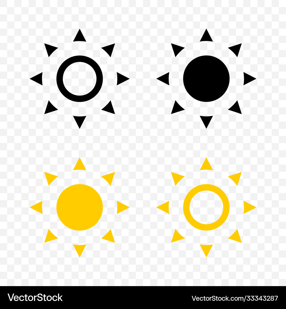 Sun collection icons isolated on transparent Vector Image