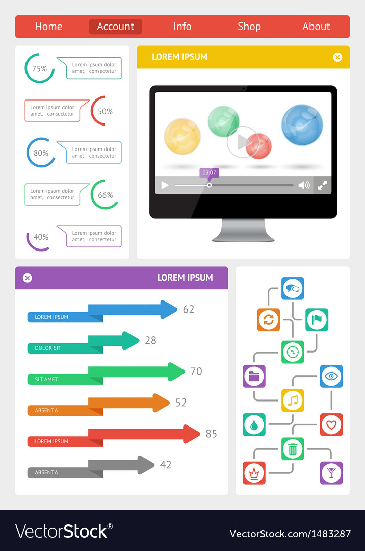Ui infographics and web elements Royalty Free Vector Image