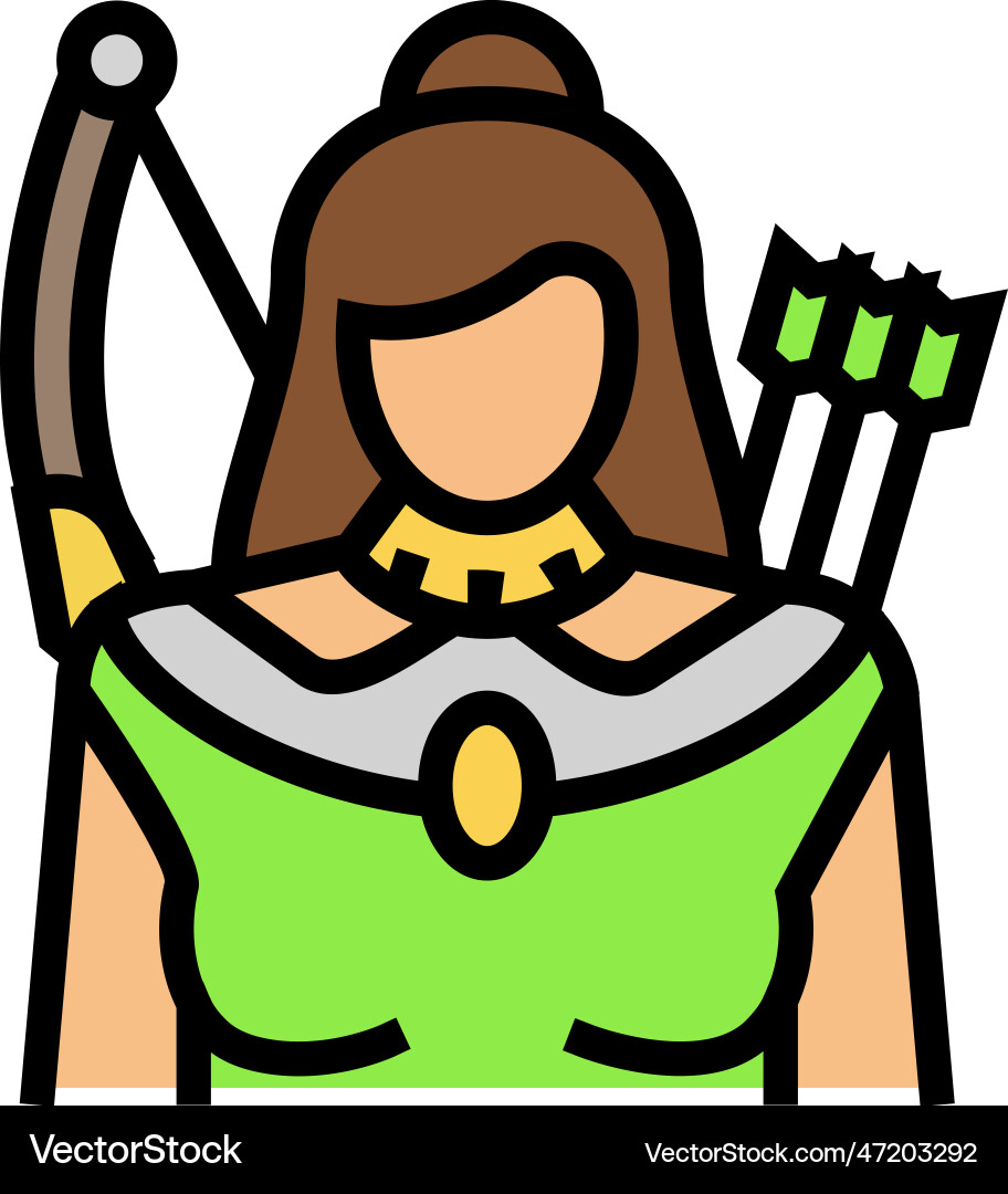 Artemis Greek God Ancient Color Icon Royalty Free Vector
