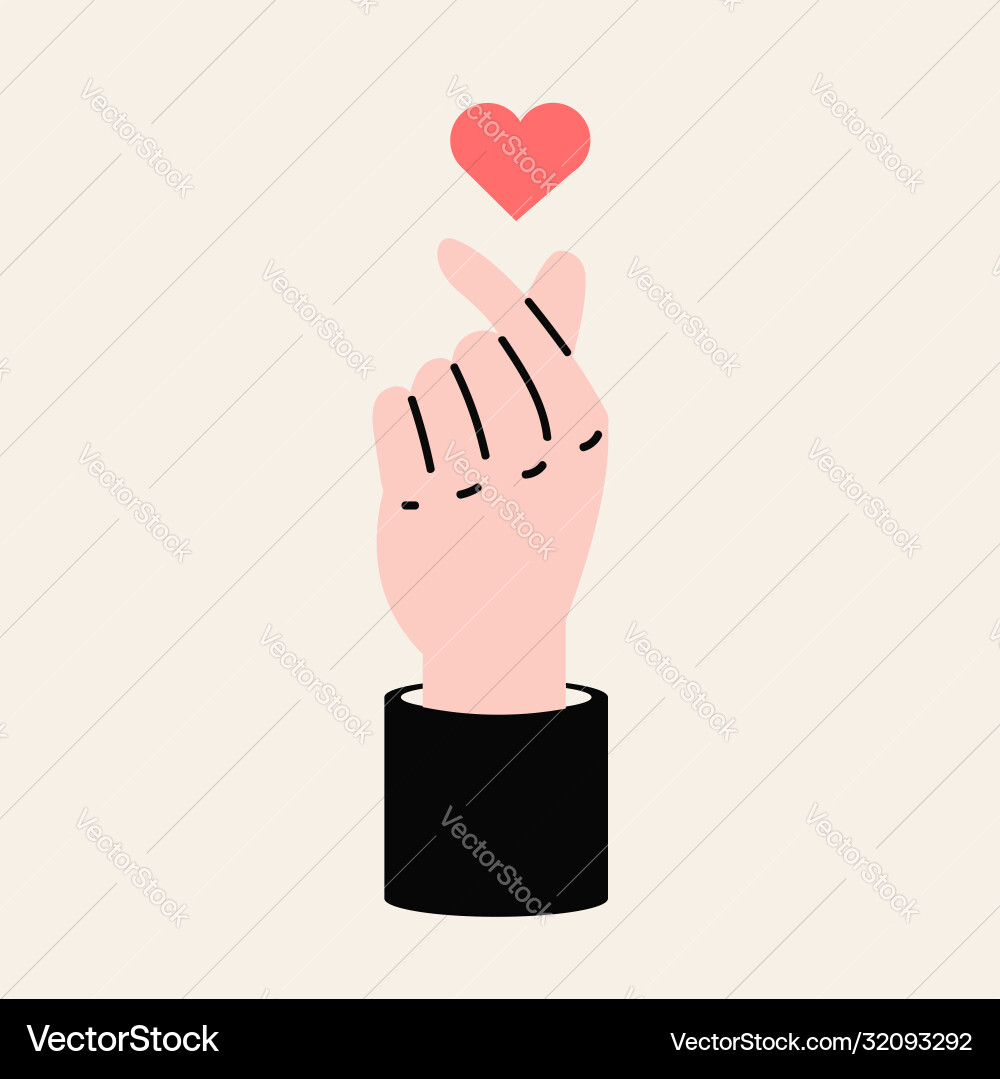 Business hand mini hart symbol with copy space Vector Image