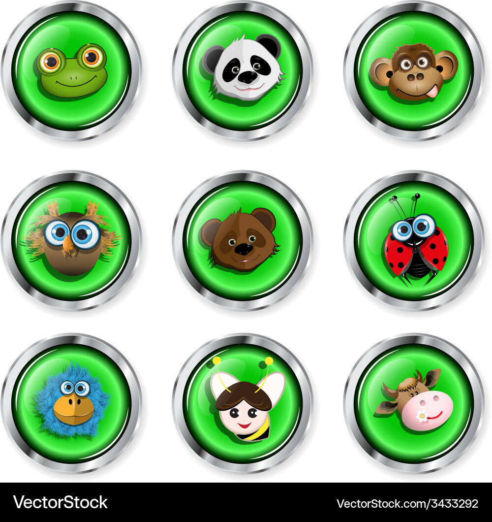 Cartoon animal icons Royalty Free Vector Image