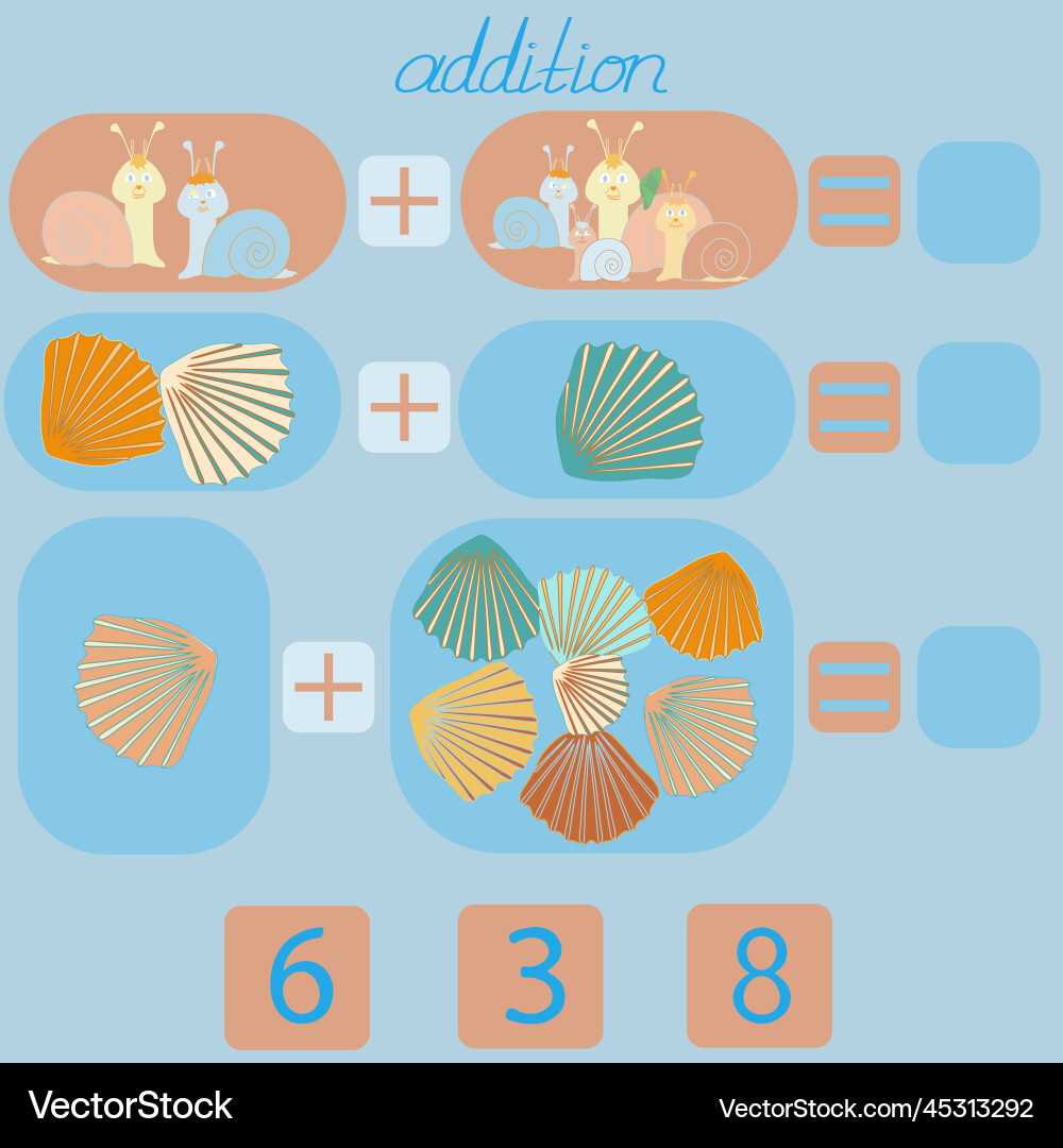 Count the snails and shells in the picture and put