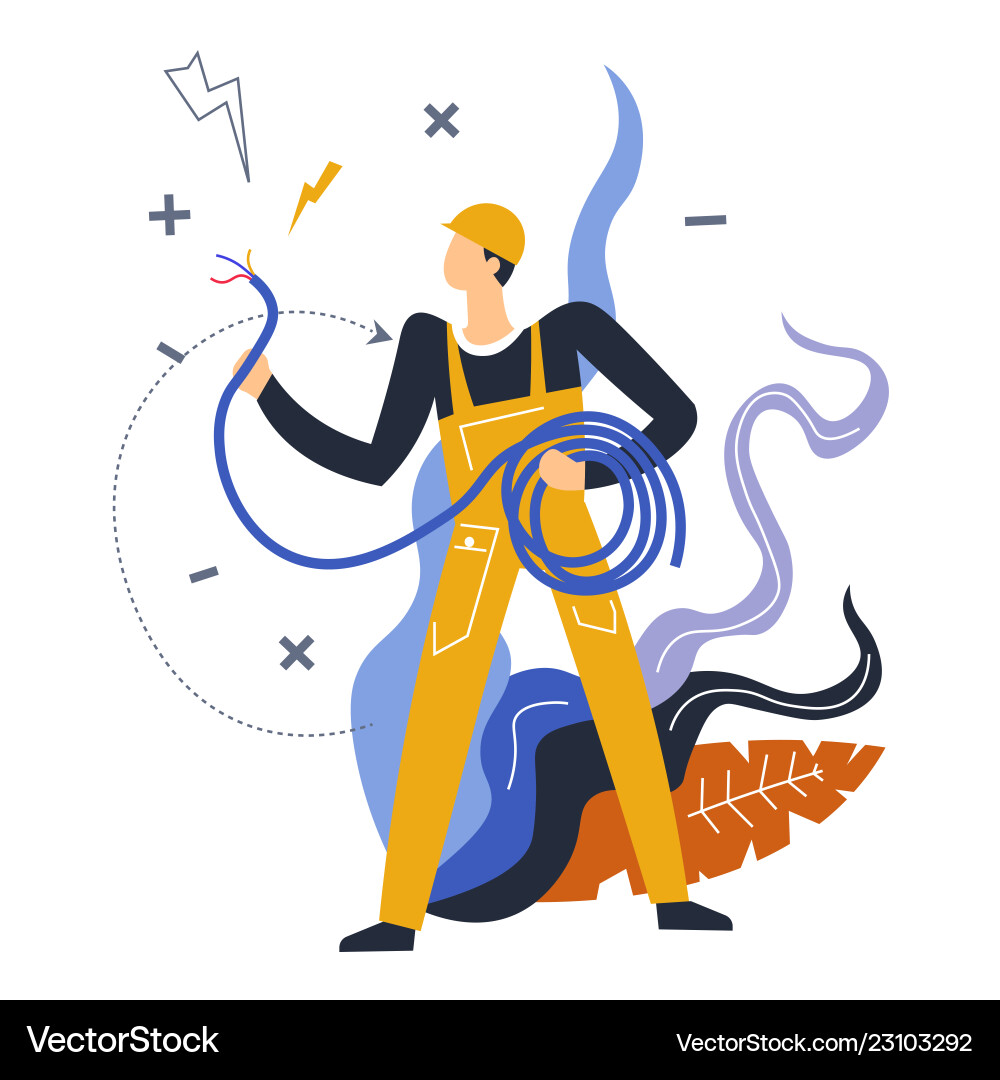 Electrician service electric assistance Royalty Free Vector