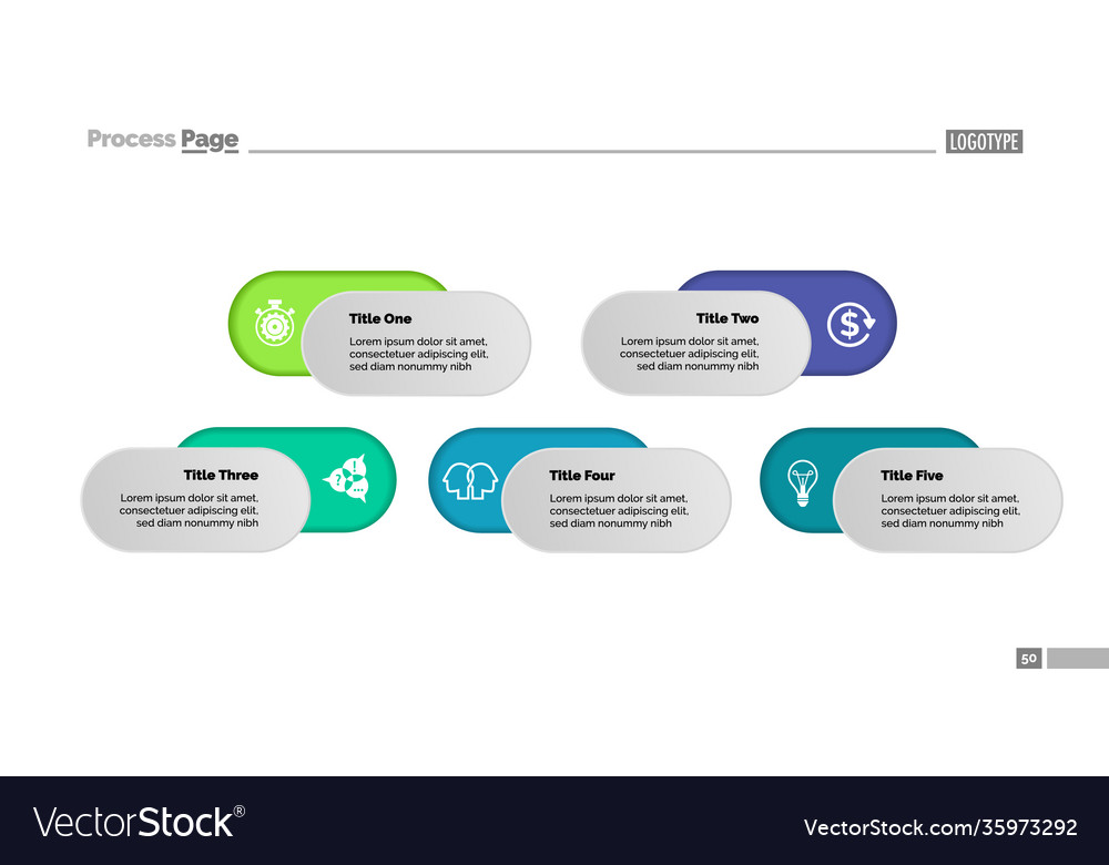 Five options solution process chart template for Vector Image