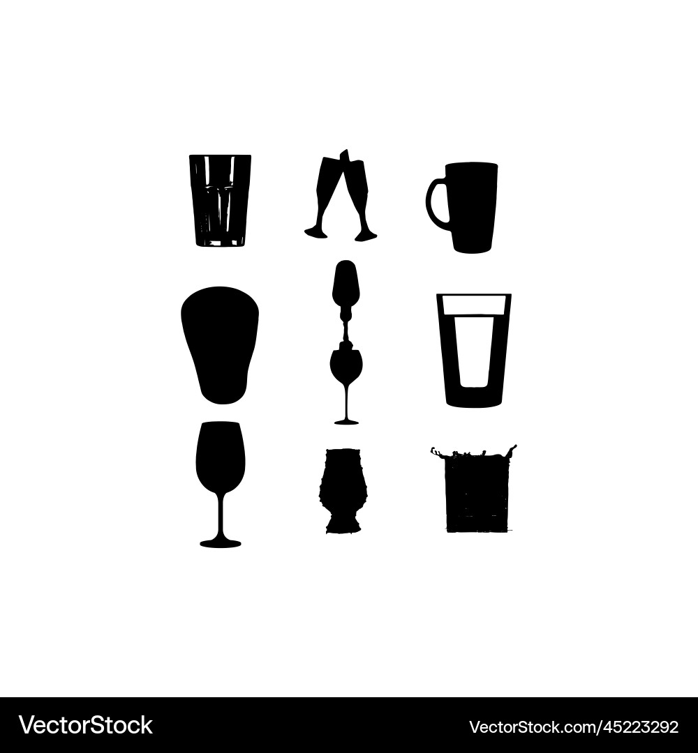 Glass drink water icon silhouette Royalty Free Vector Image