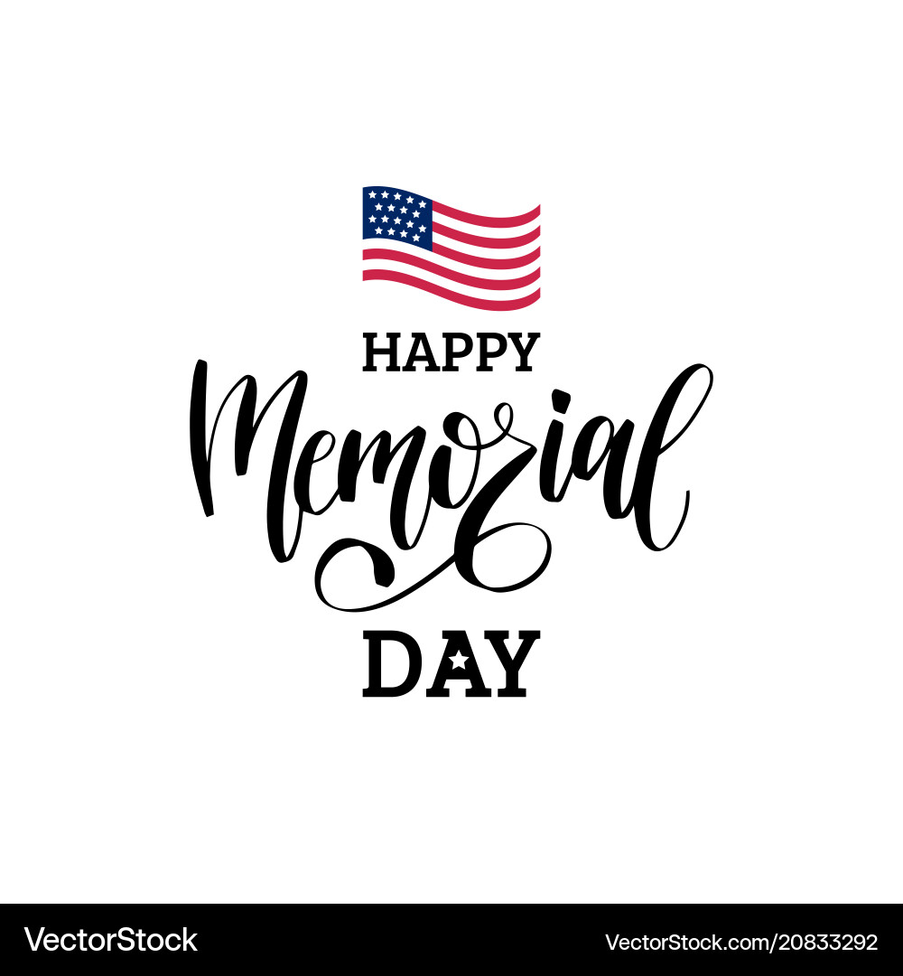 Happy memorial day handwritten phrase Royalty Free Vector