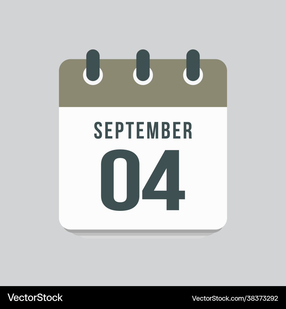 Icon day date 4 september template calendar page Vector Image