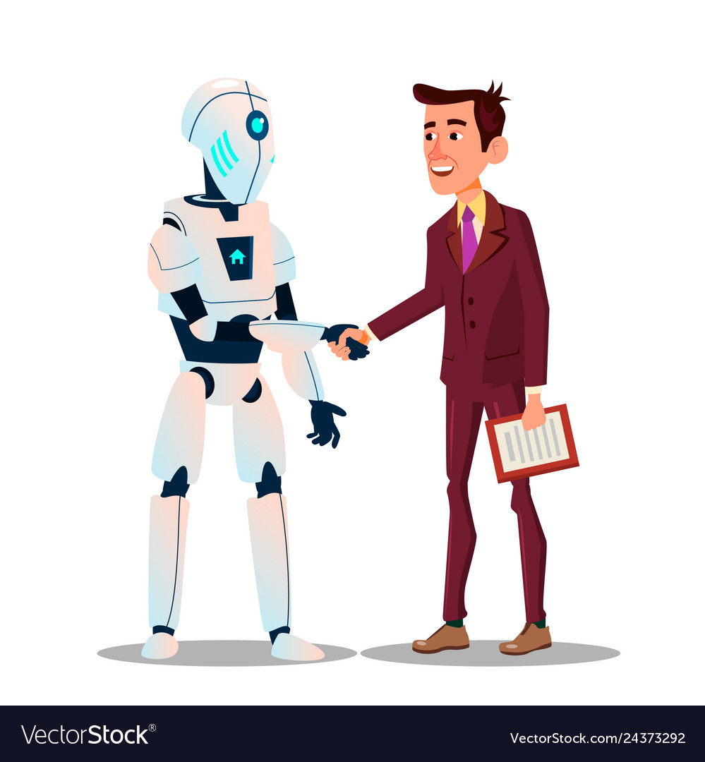 Robotics and high technology robot shakes Vector Image