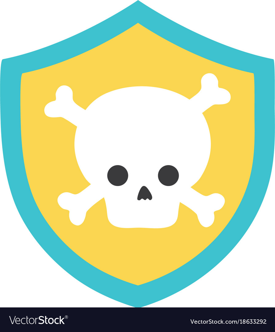 Security shield with dangerous skull bones inside Vector Image