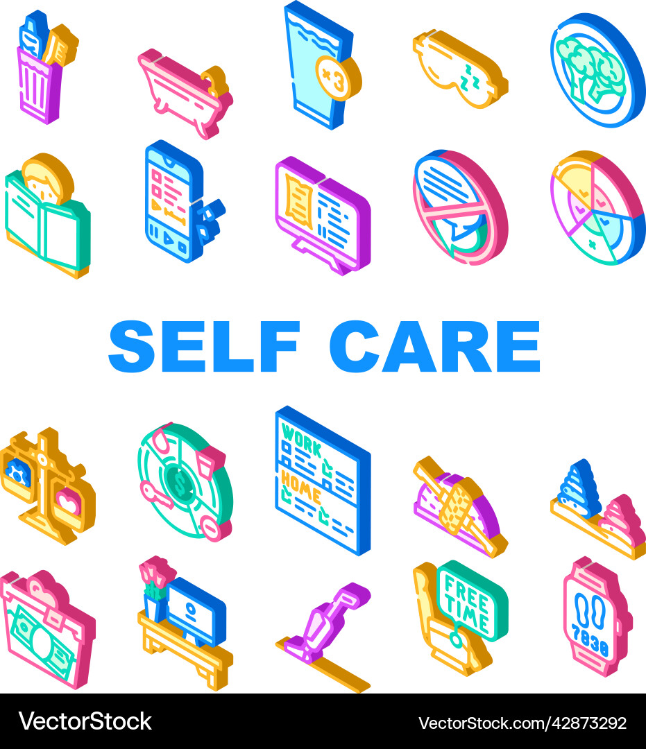 Self care procedure and life task icons set Vector Image