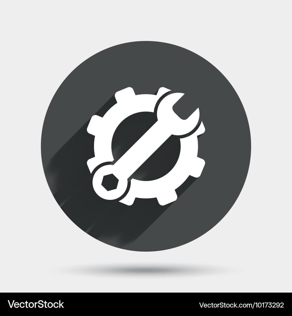Service icon wrench key with gear sign Royalty Free Vector