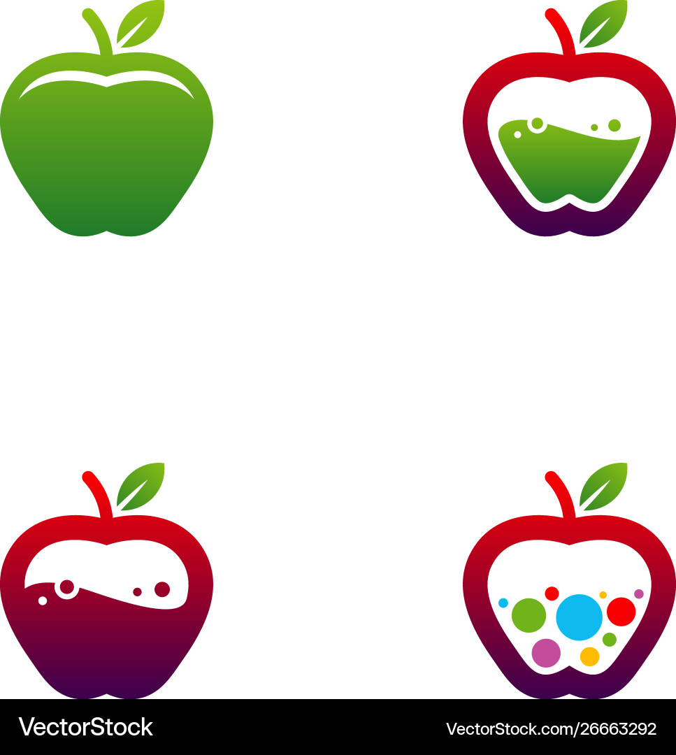 Set concept design apple logo colorful apple Vector Image