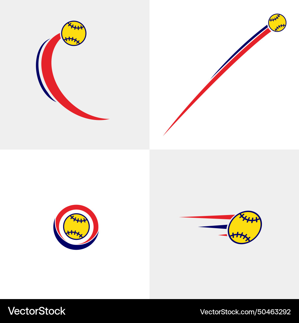 Set of softball logo icon template fly Royalty Free Vector