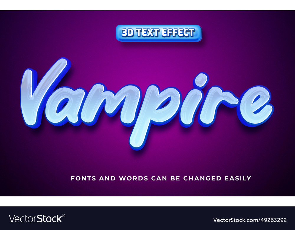 Vampire 3d editable text effect style Royalty Free Vector