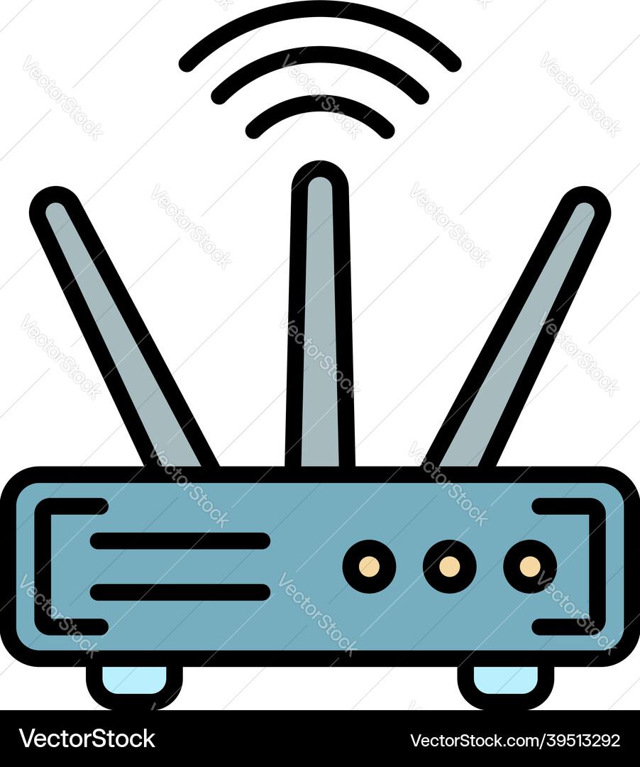 Wifi router icon color outline Royalty Free Vector Image