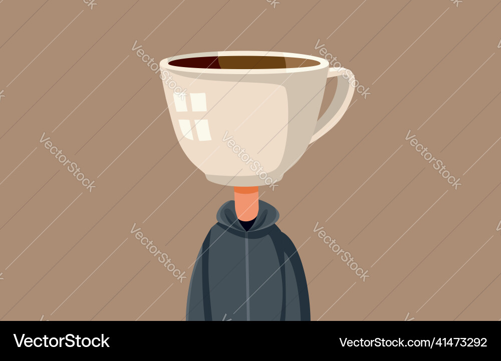 Young man addicted to coffee cartoon Royalty Free Vector