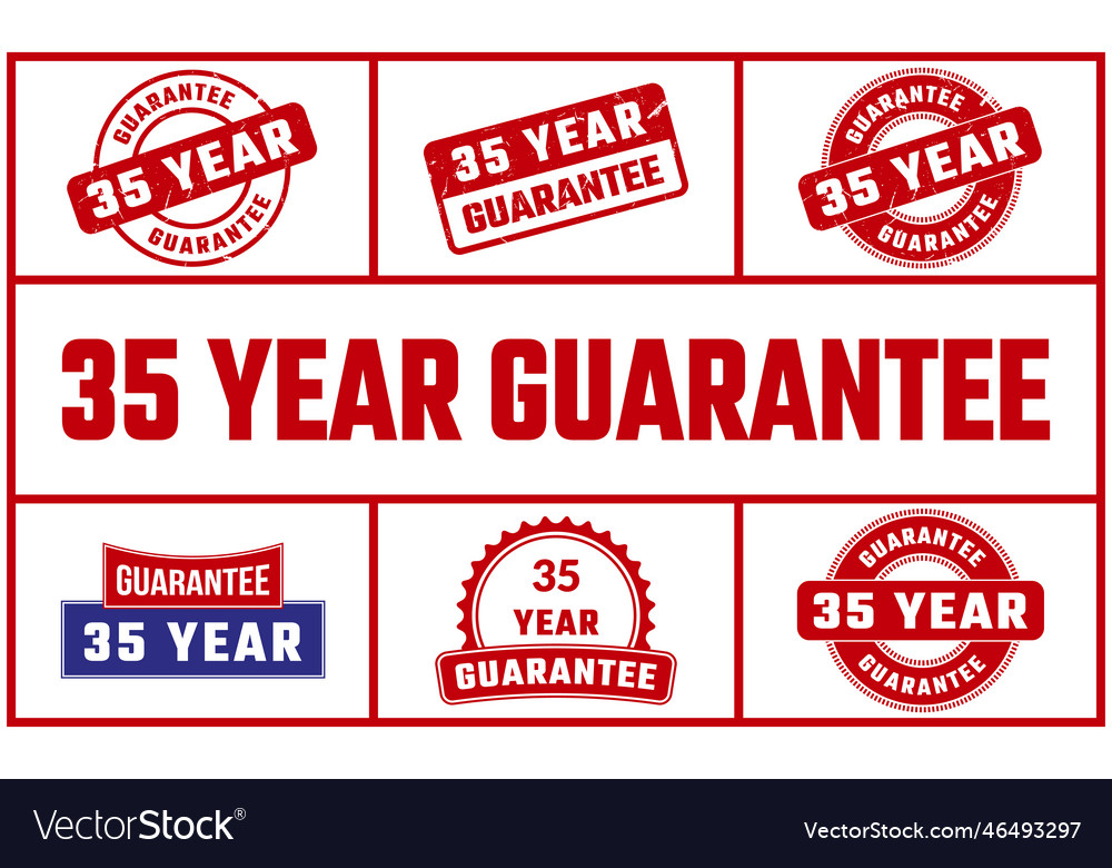 35 year guarantee rubber stamp set Royalty Free Vector Image