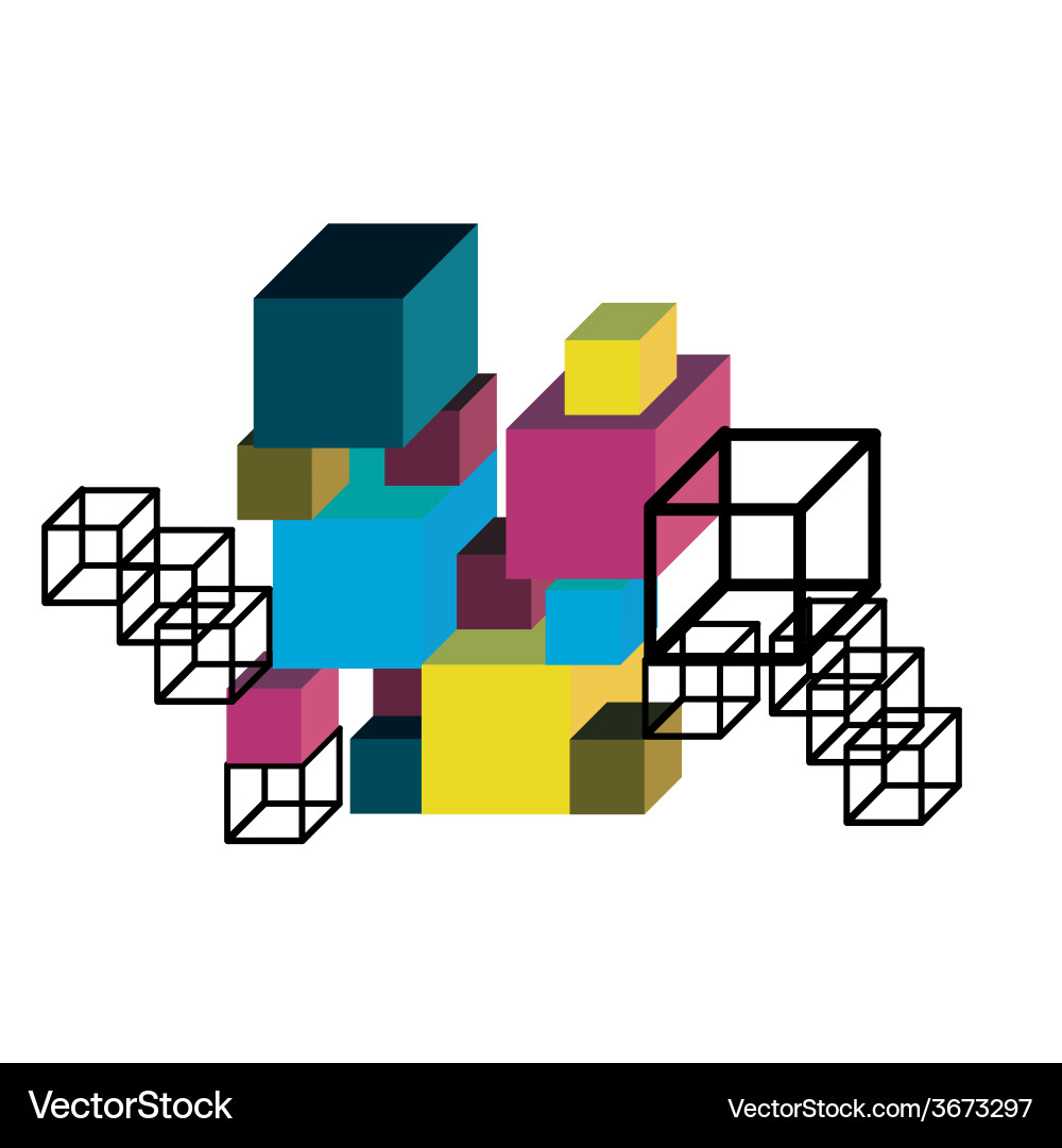 Abstract cube construction Royalty Free Vector Image