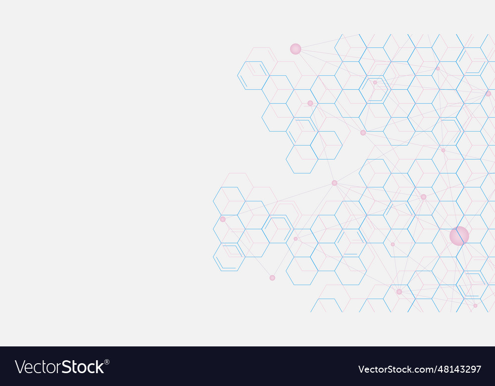 Abstract hexagons pattern with connecting dots Vector Image