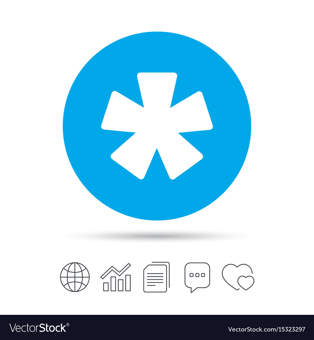 Asterisk footnote sign icon star symbol Royalty Free Vector