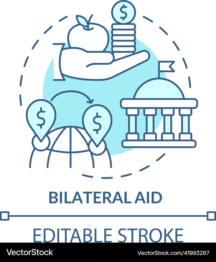 Bilateral aid turquoise concept icon Royalty Free Vector