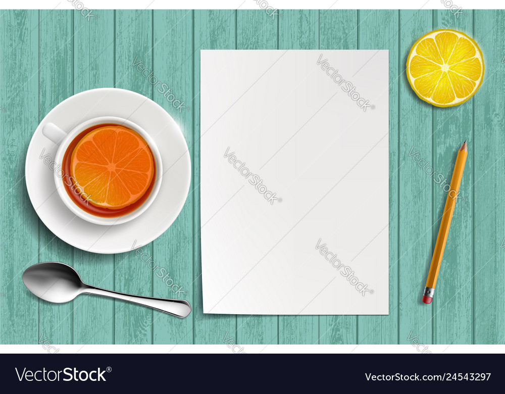 Blank white sheet of paper on a table Royalty Free Vector