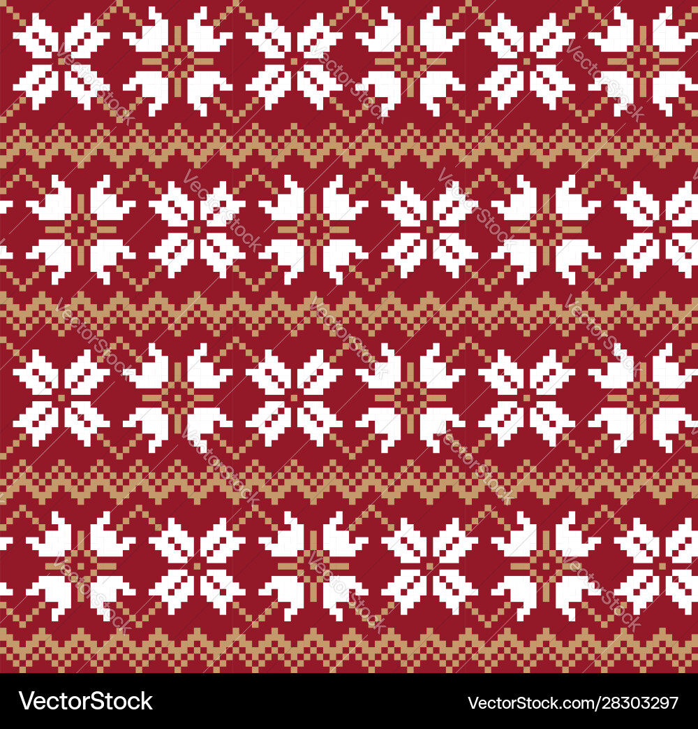 Christmas fair isle floral seamless pattern Vector Image