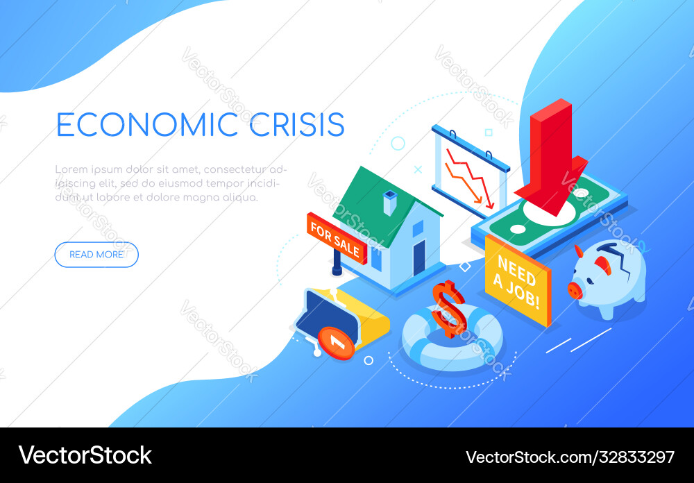 Economic crisis - modern colorful isometric web Vector Image