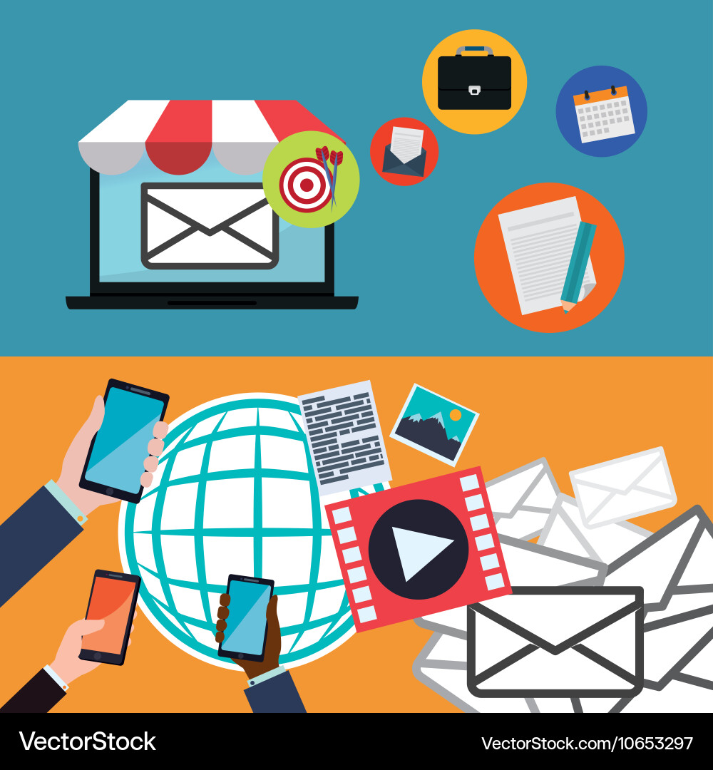 Email marketing and communication media design Vector Image