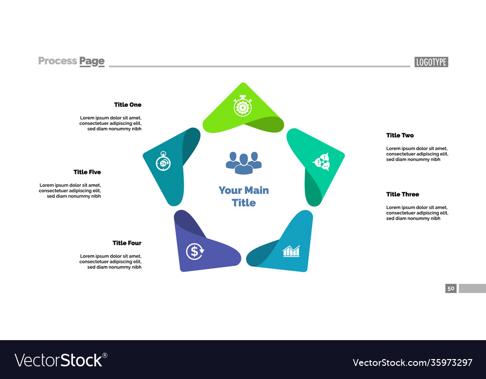 Five points process chart template Royalty Free Vector Image