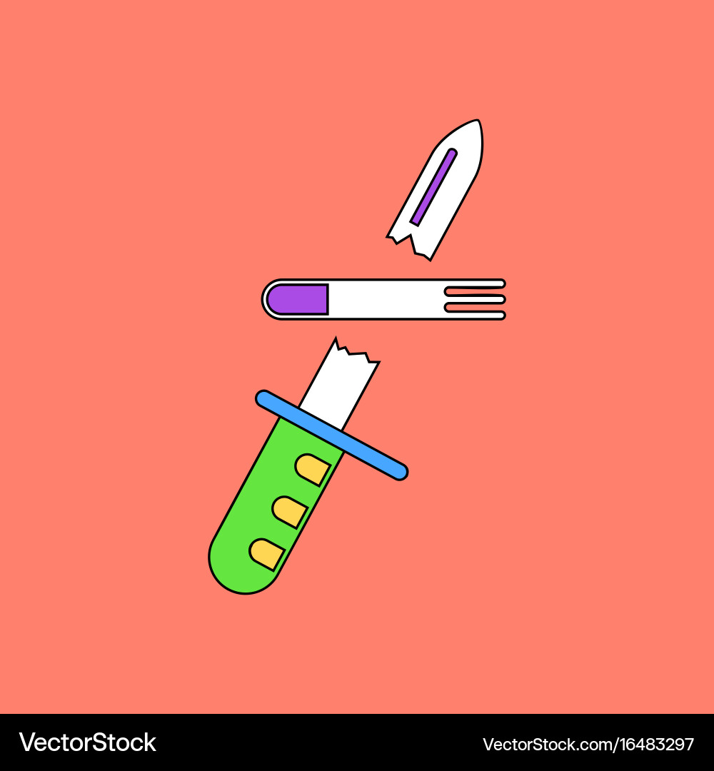 Flat icon design collection bullet broke knife Vector Image