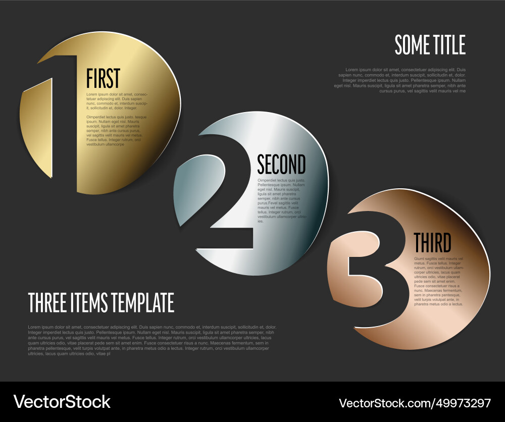 Golden silver and bronze label steps position tags