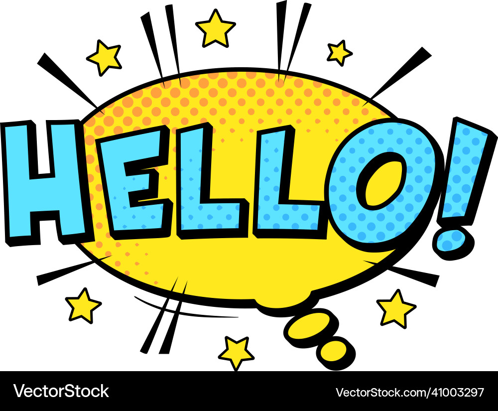 Hello phrase in cartoon style pop art Royalty Free Vector