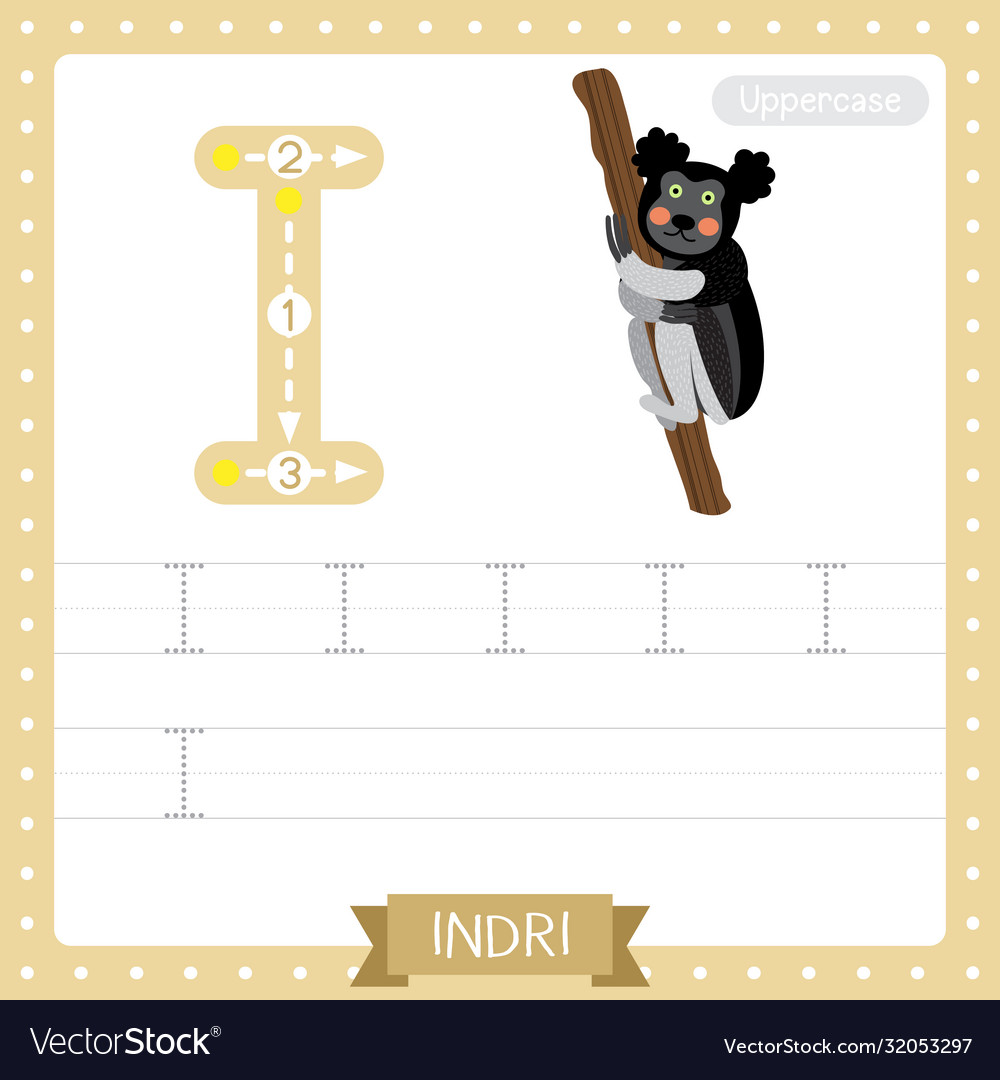 Letter i uppercase tracing practice worksheet Vector Image