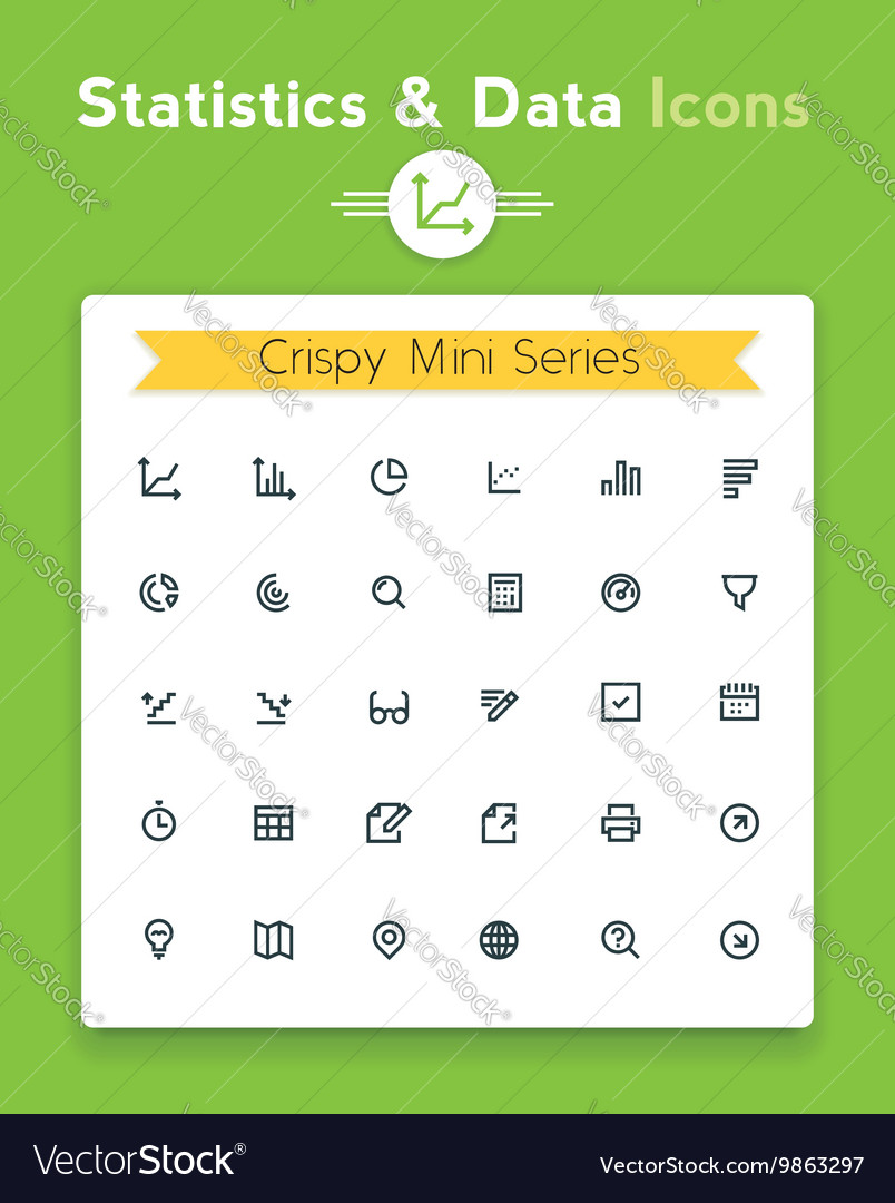 Line statistics and data analysis icon set Vector Image