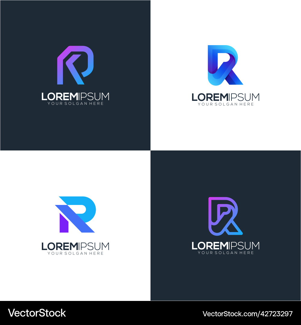 Modern letter r colorful gradient logo Royalty Free Vector