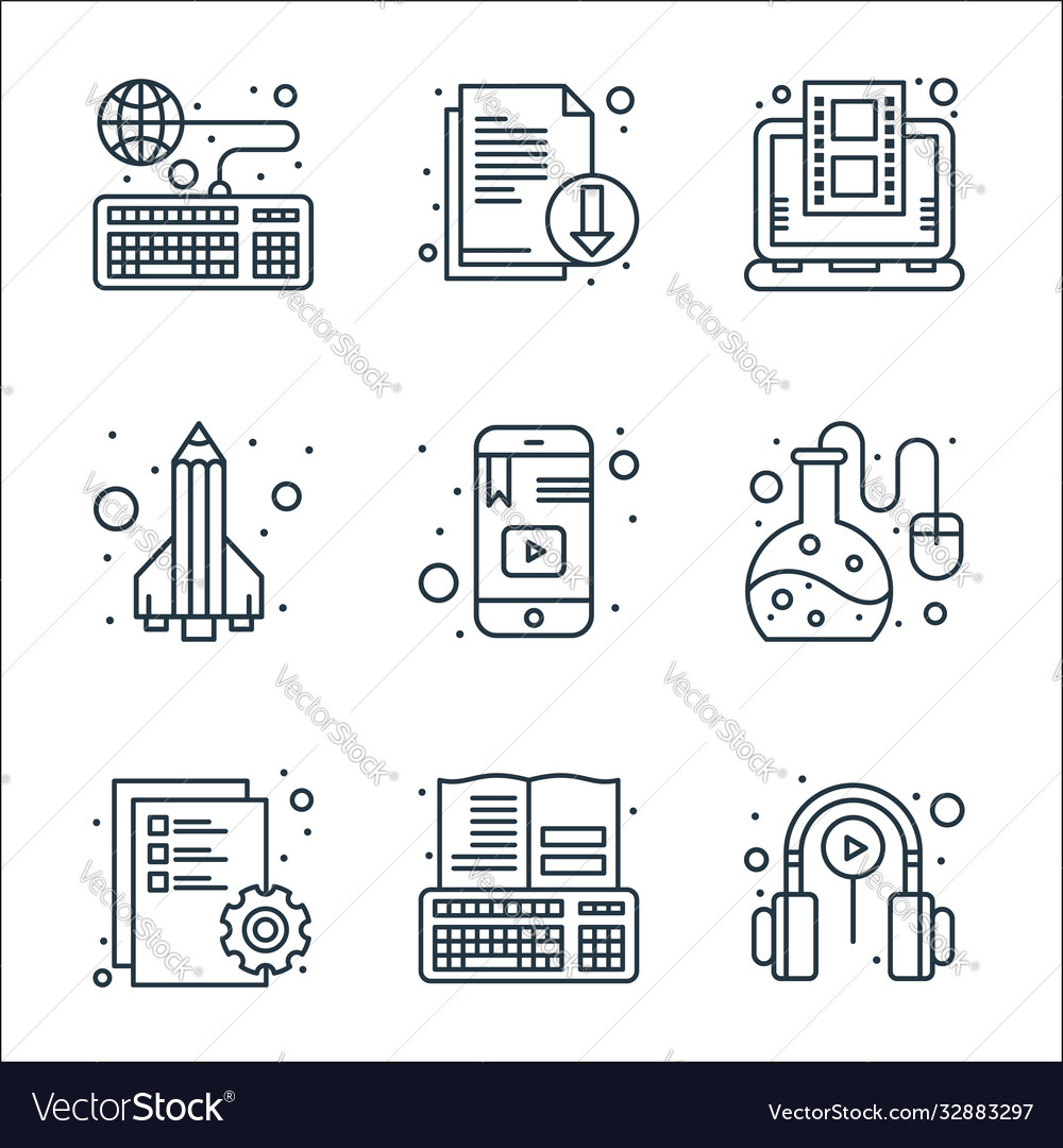 Online learning line icons linear set quality Vector Image