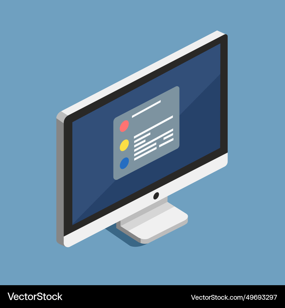 Pc monitor isometry isometric Royalty Free Vector Image