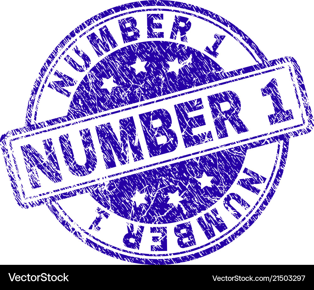 Scratched textured number 1 stamp seal Royalty Free Vector