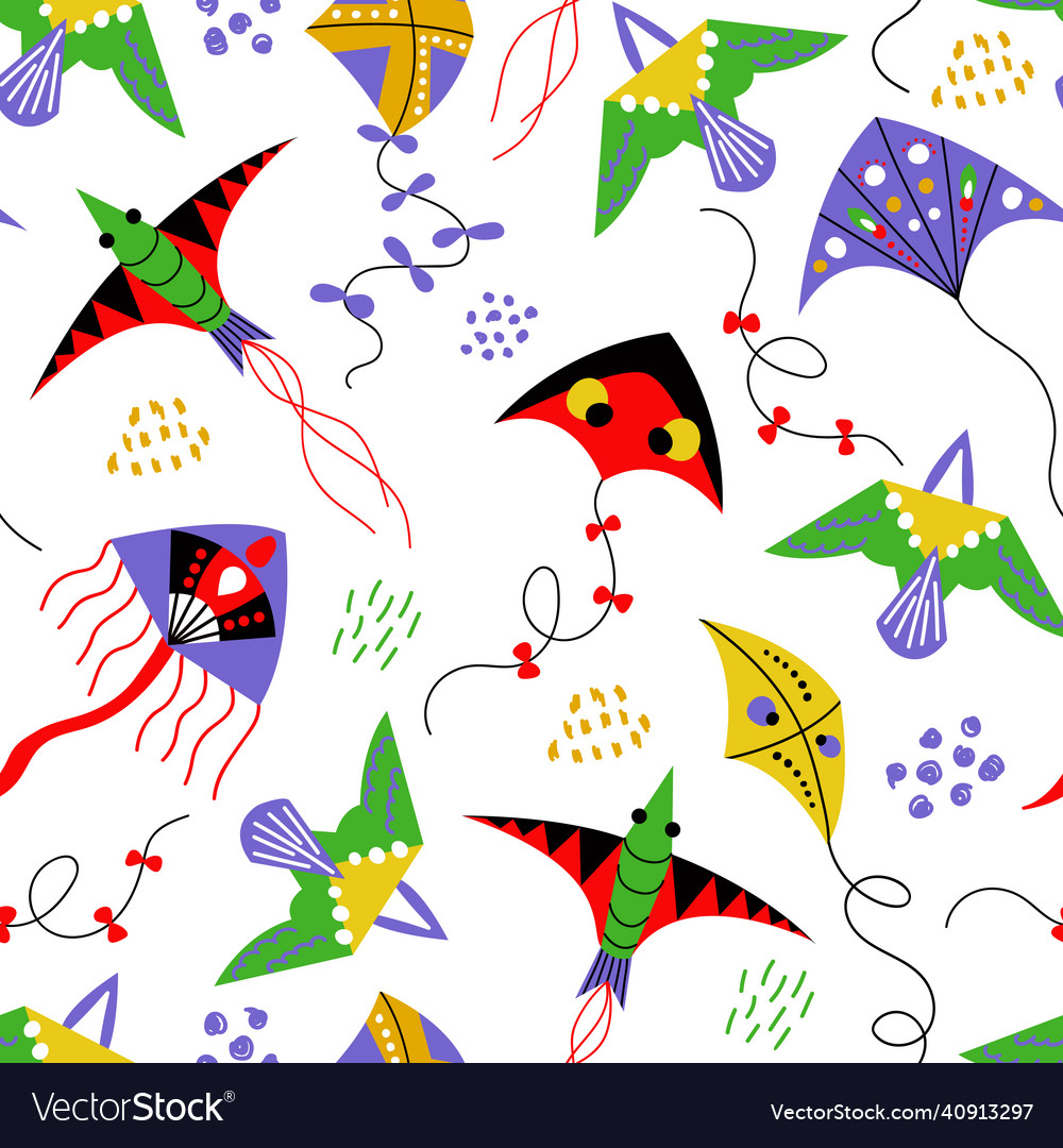 Seamless pattern with kites Royalty Free Vector Image