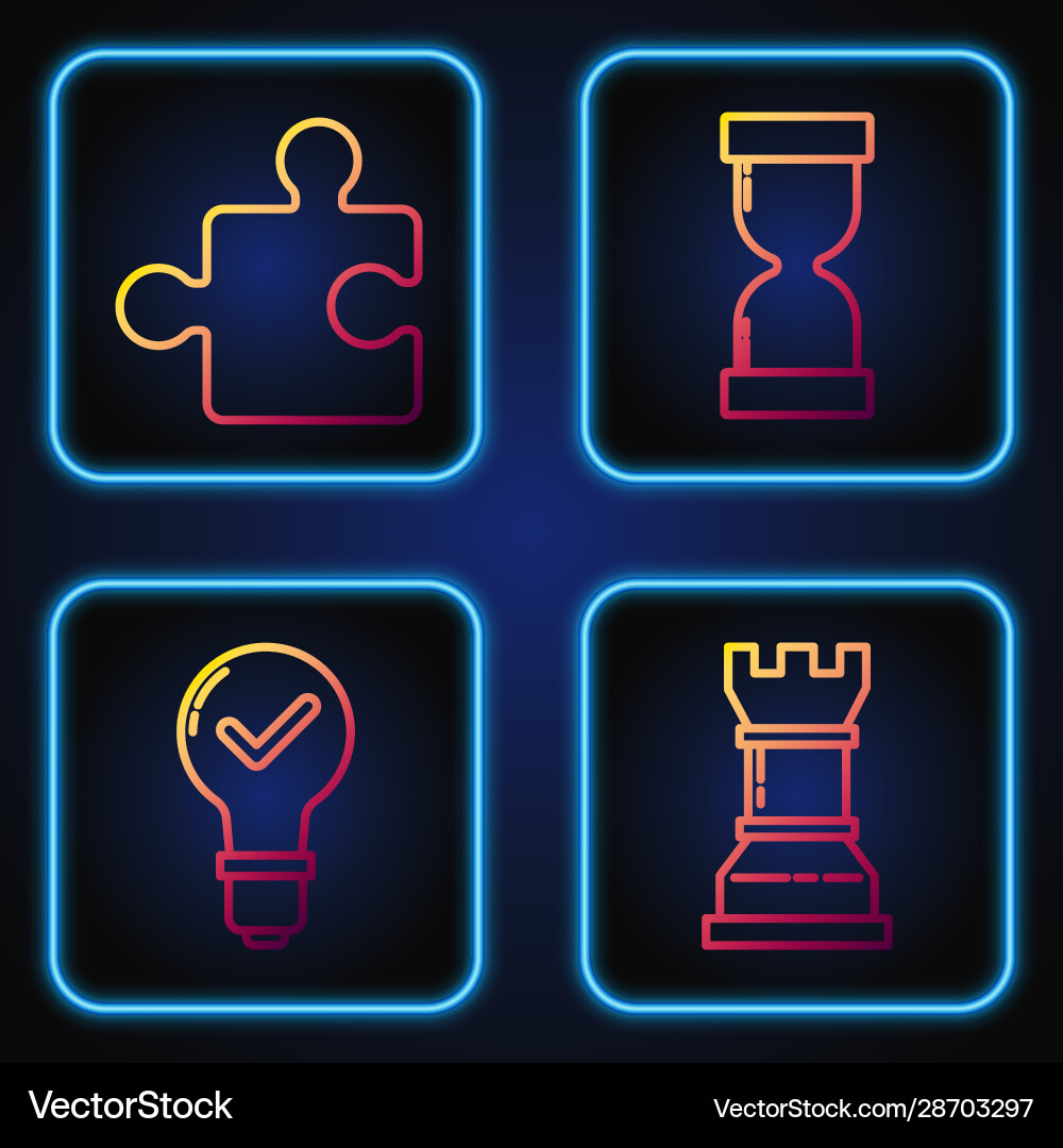 Set line business strategy light bulb and check Vector Image