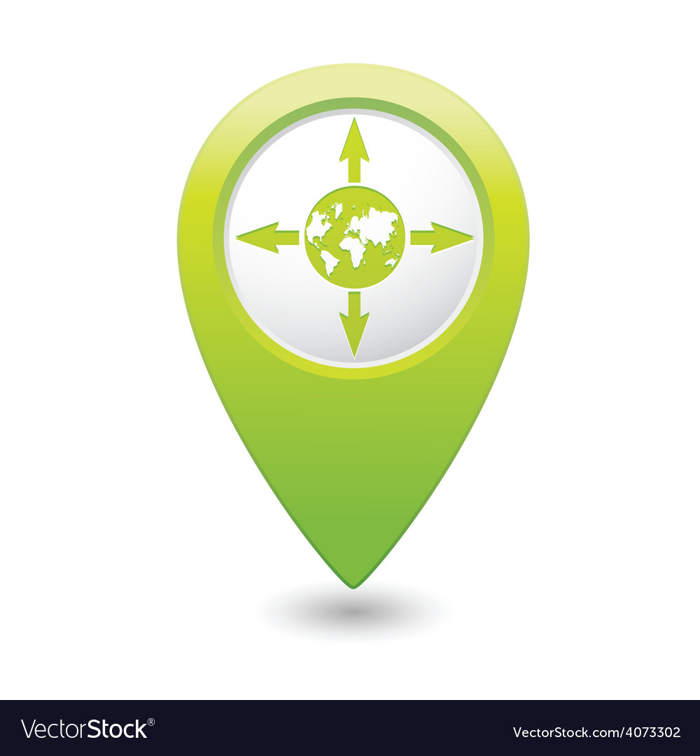 Arrowsandglobe green map pointer Royalty Free Vector Image