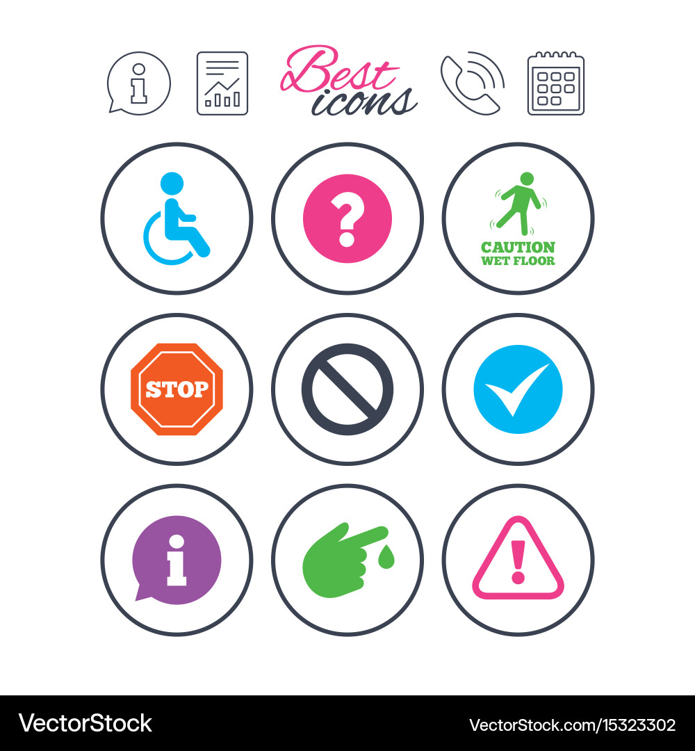 Attention caution icons information signs Vector Image