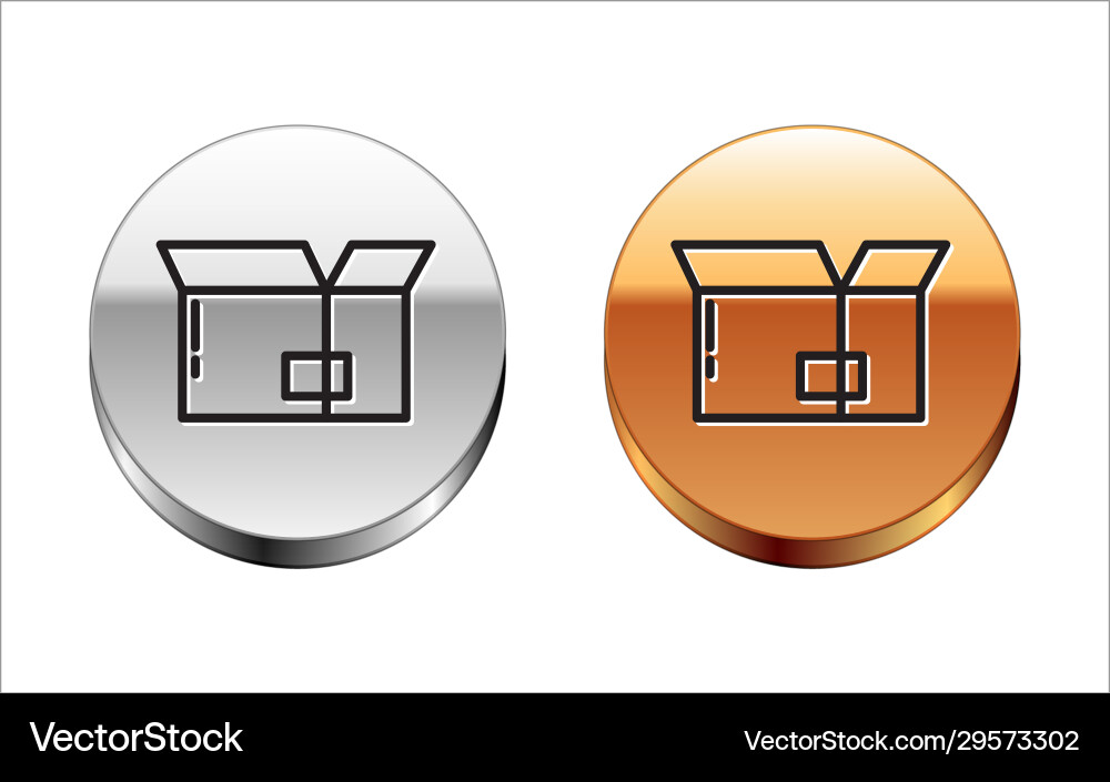Black line carton cardboard box icon isolated Vector Image